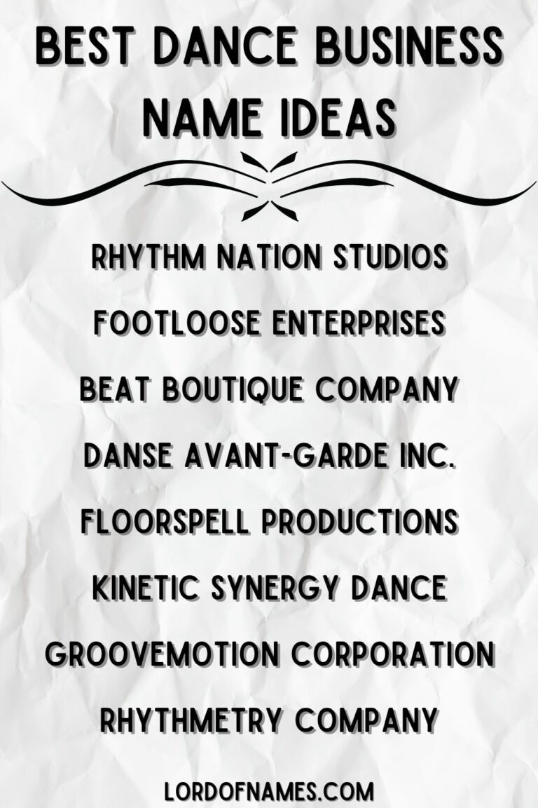 656 Dynamic Dance Studio Name Ideas - Lord Of Names