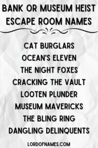 612 Best Escape Room Team Names - Lord Of Names