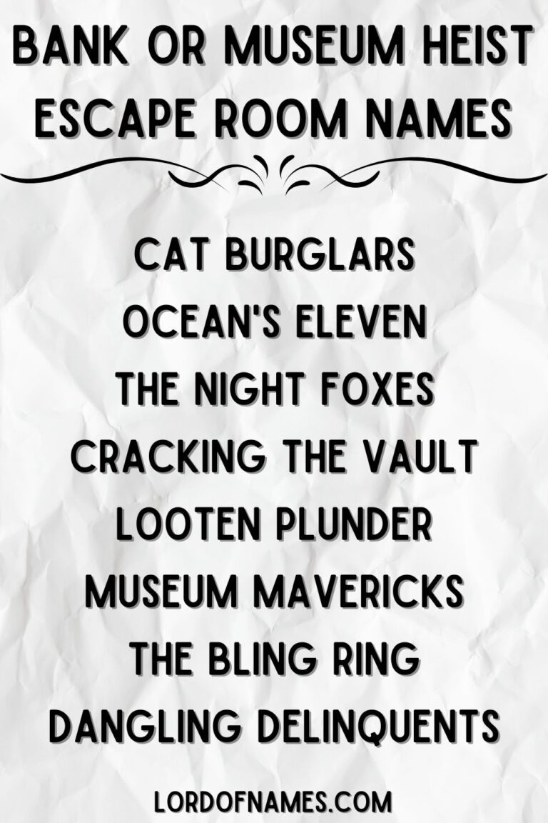 612 Best Escape Room Team Names - Lord Of Names