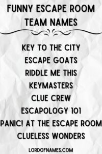 612 Best Escape Room Team Names - Lord Of Names