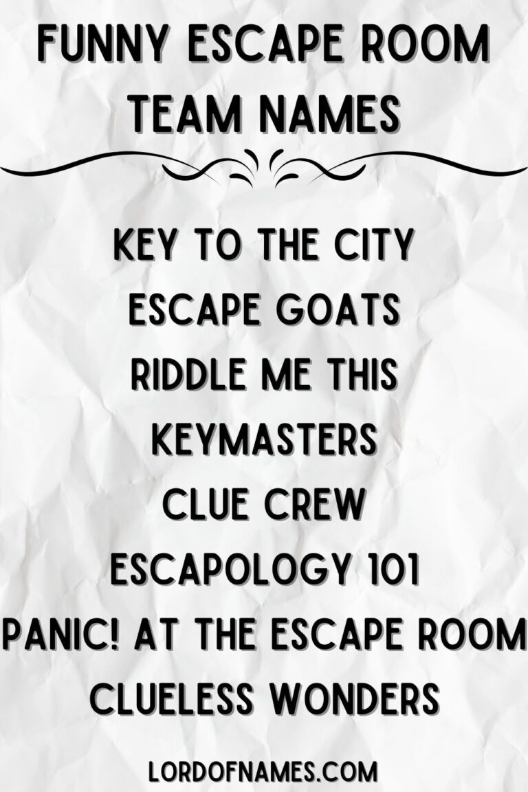 612 Best Escape Room Team Names - Lord Of Names