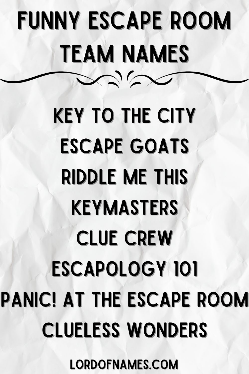 612 Best Escape Room Team Names - Lord Of Names