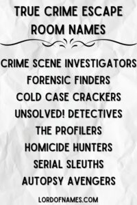 612 Best Escape Room Team Names - Lord Of Names
