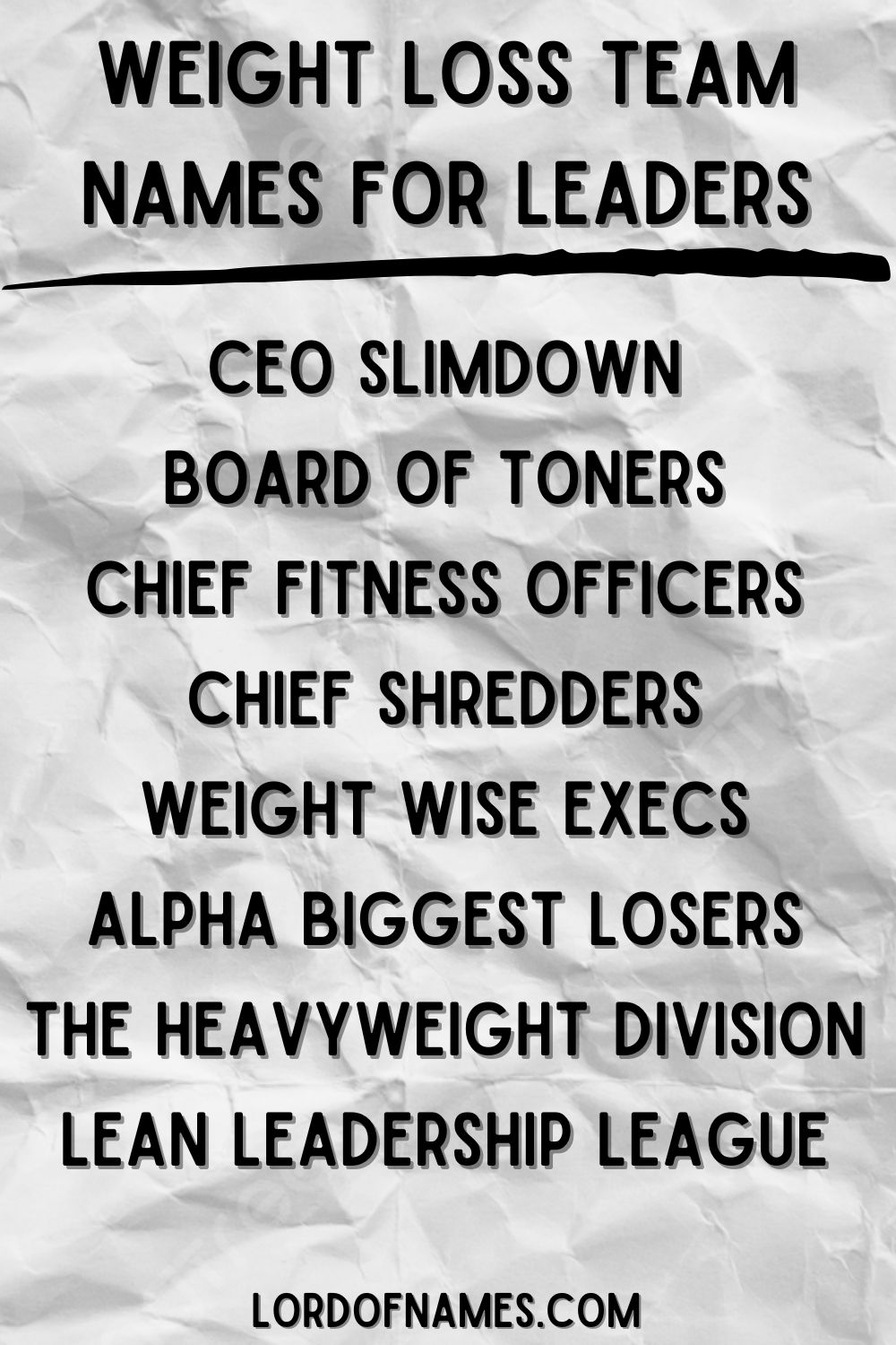 340 Weight Loss Team Names [Categorized By Department] - Lord Of Names