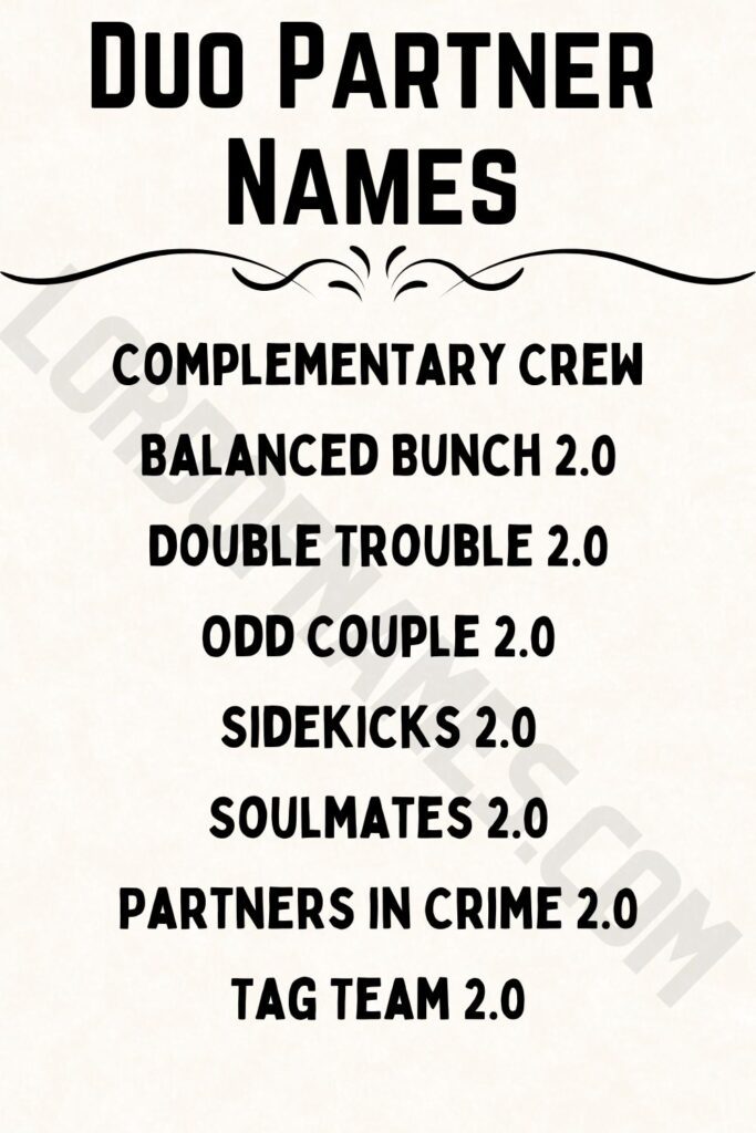 662 Best Duo Names For Team Activities [Duo Name Generator] - Lord Of Names